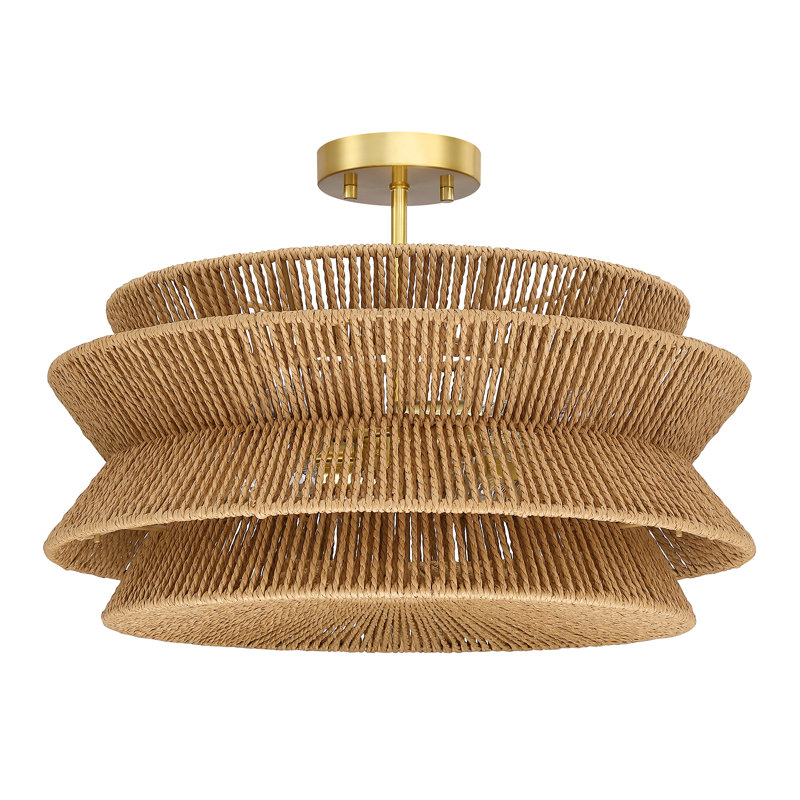 Bay Isle Home Clouden 20in 4-light Rattan Semi-flush Mount Ceiling Light & Reviews | Wayfair